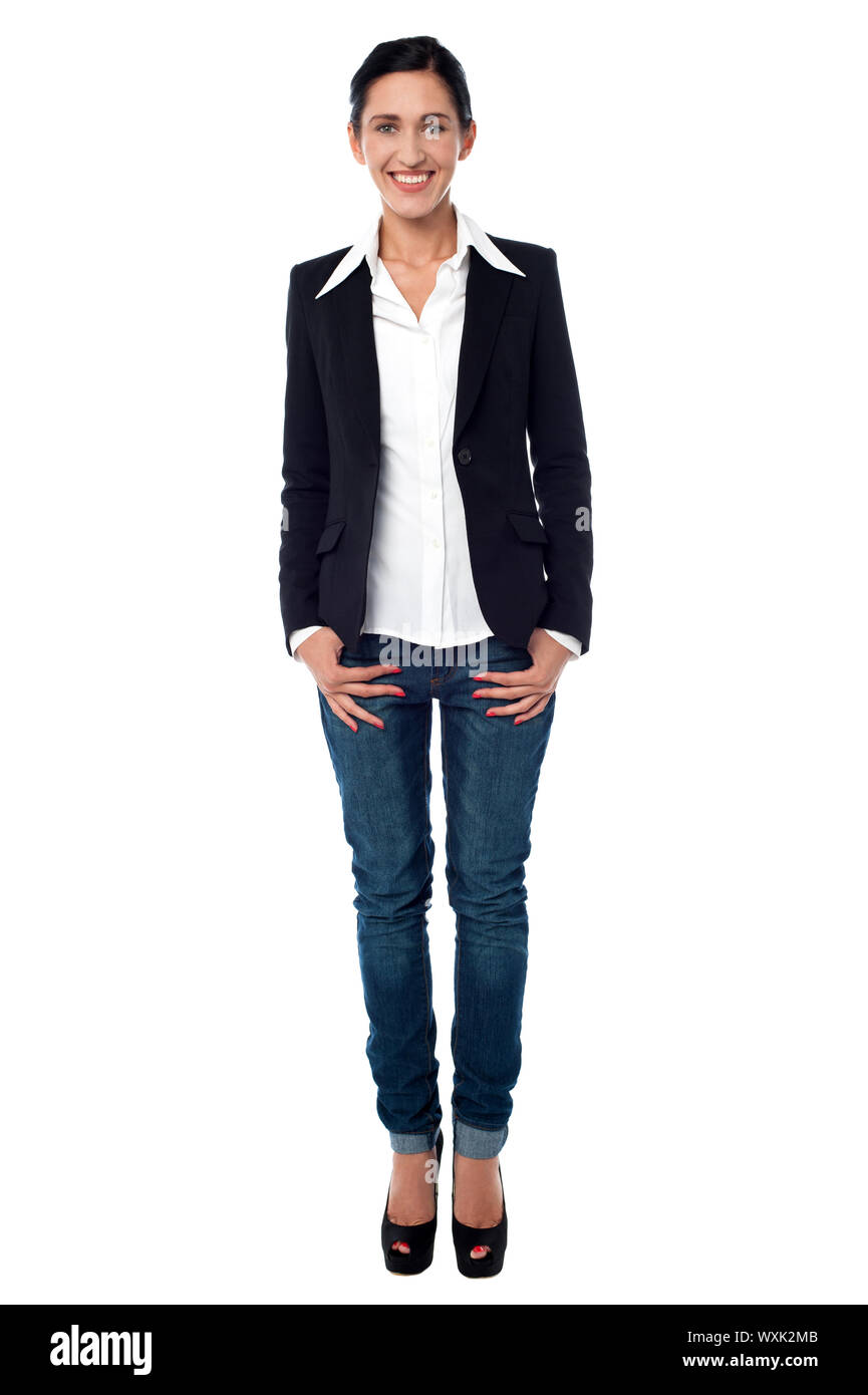 Trendy lady business executive posing in style Stock Photo - Alamy