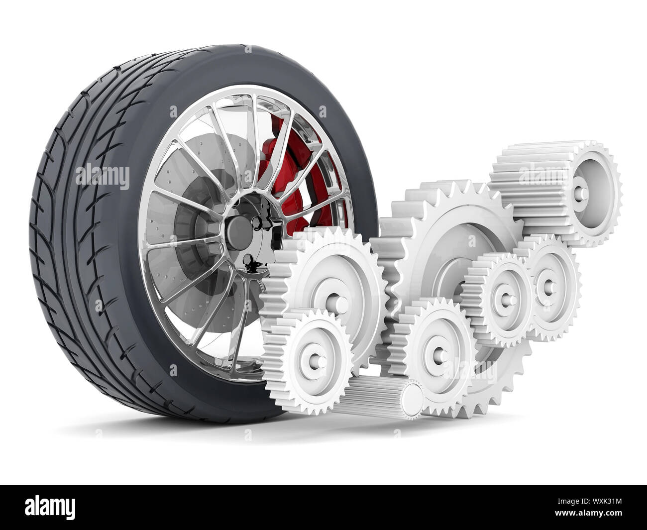 mechanical gears isolated on white background Stock Photo - Alamy