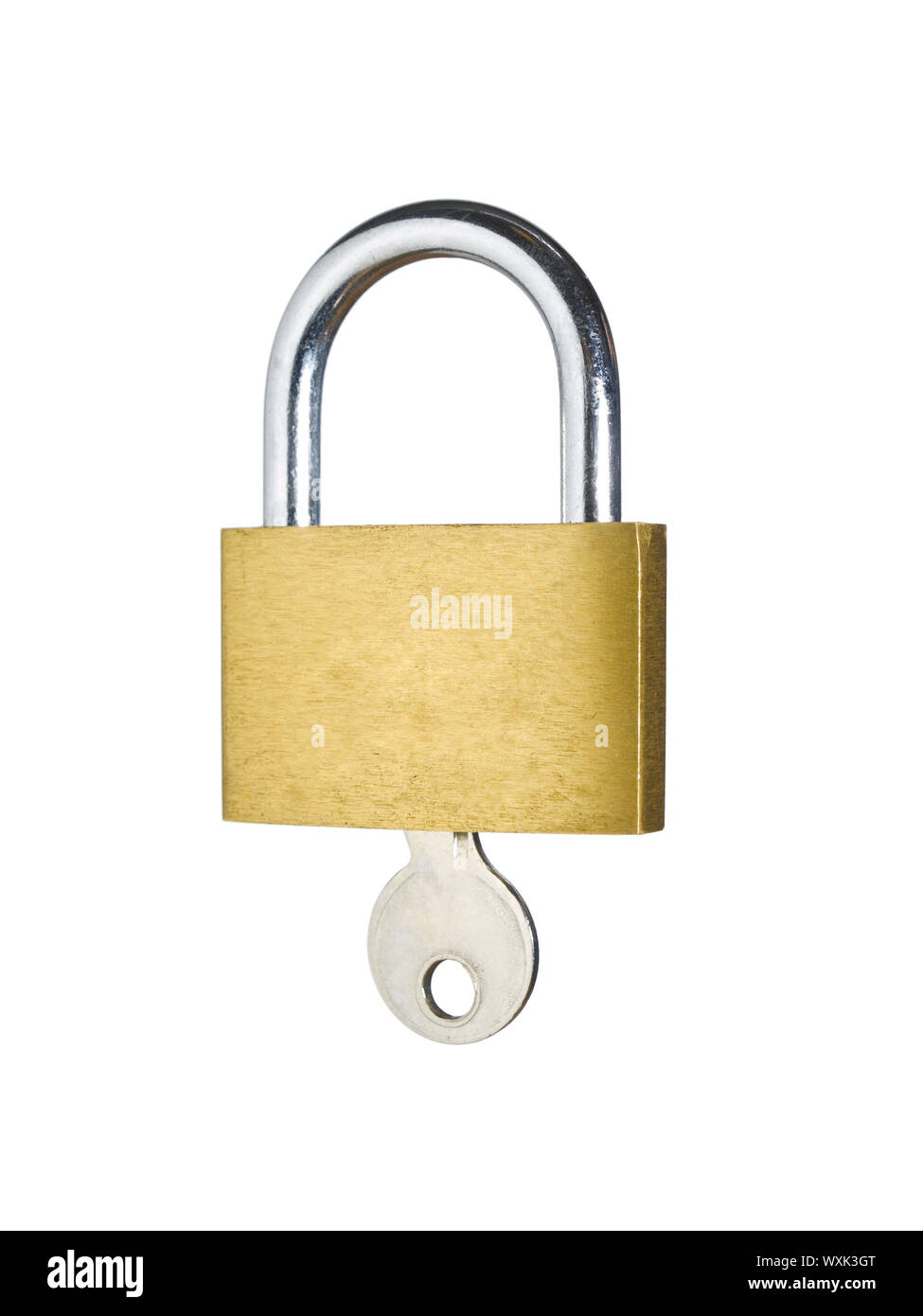 A lock with a key isolated on white background Stock Photo - Alamy