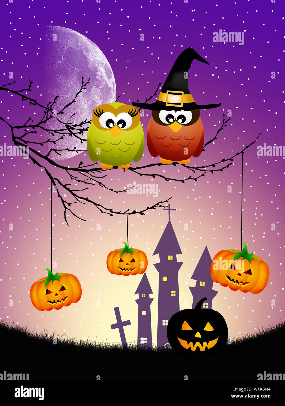 owls of Halloween Stock Photo - Alamy