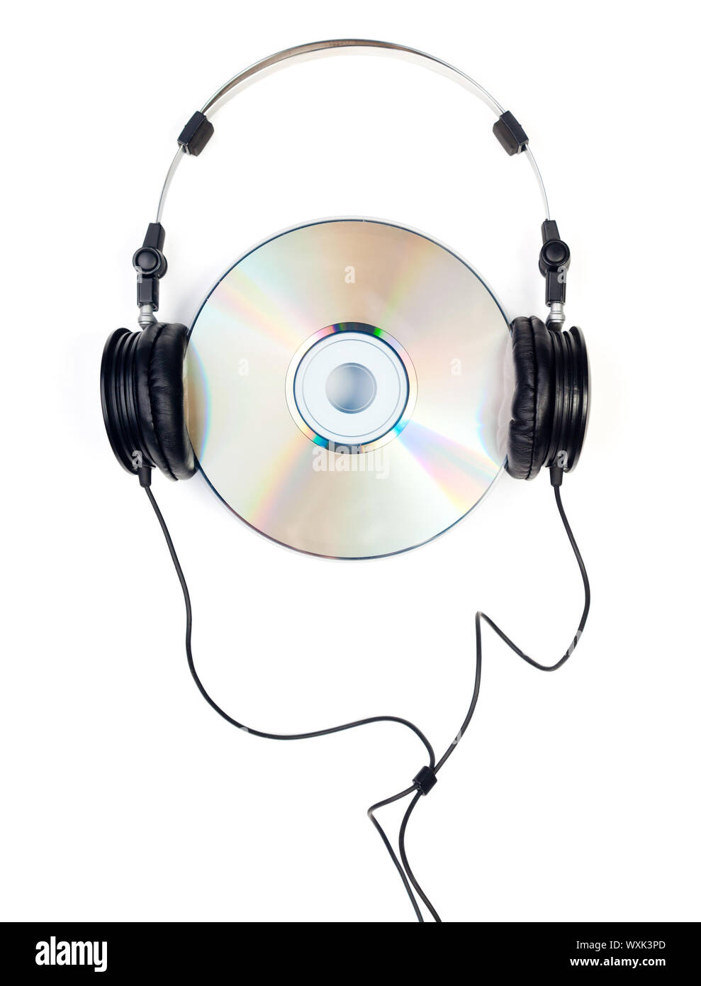 Headphones with CD on white background Stock Photo - Alamy