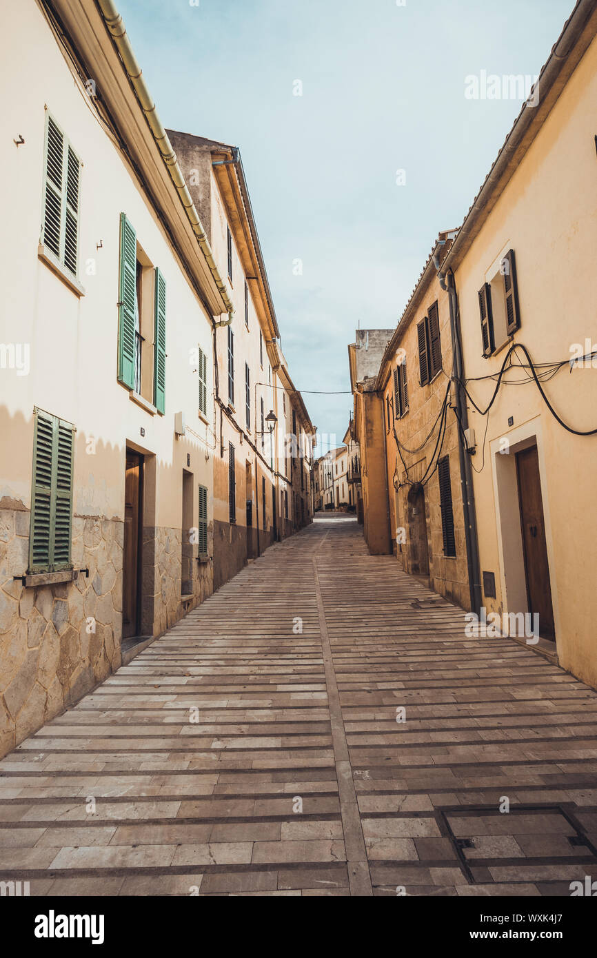 lone street at majorca in warm colors Stock Photo - Alamy