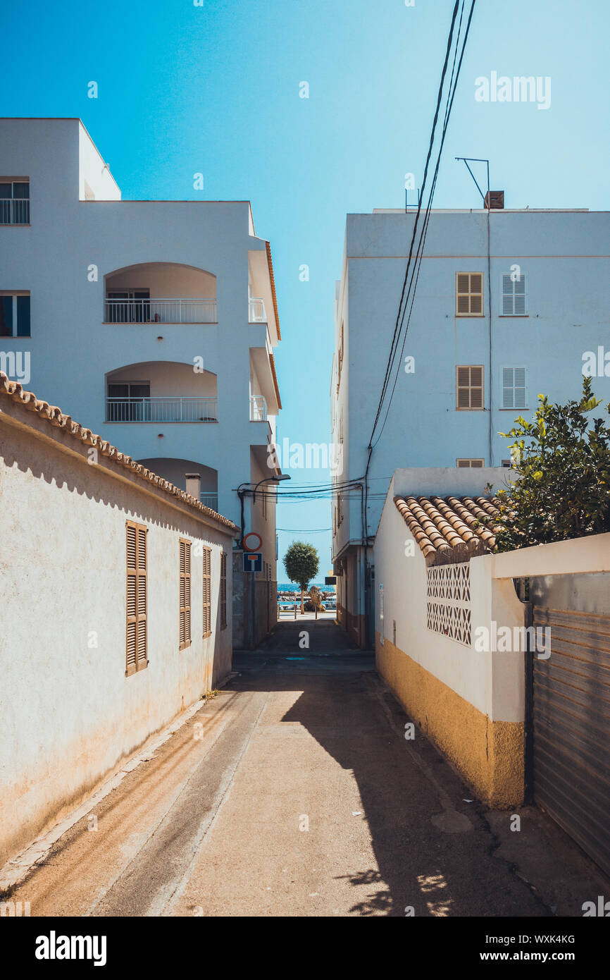 lone street at majorca in warm colors Stock Photo - Alamy