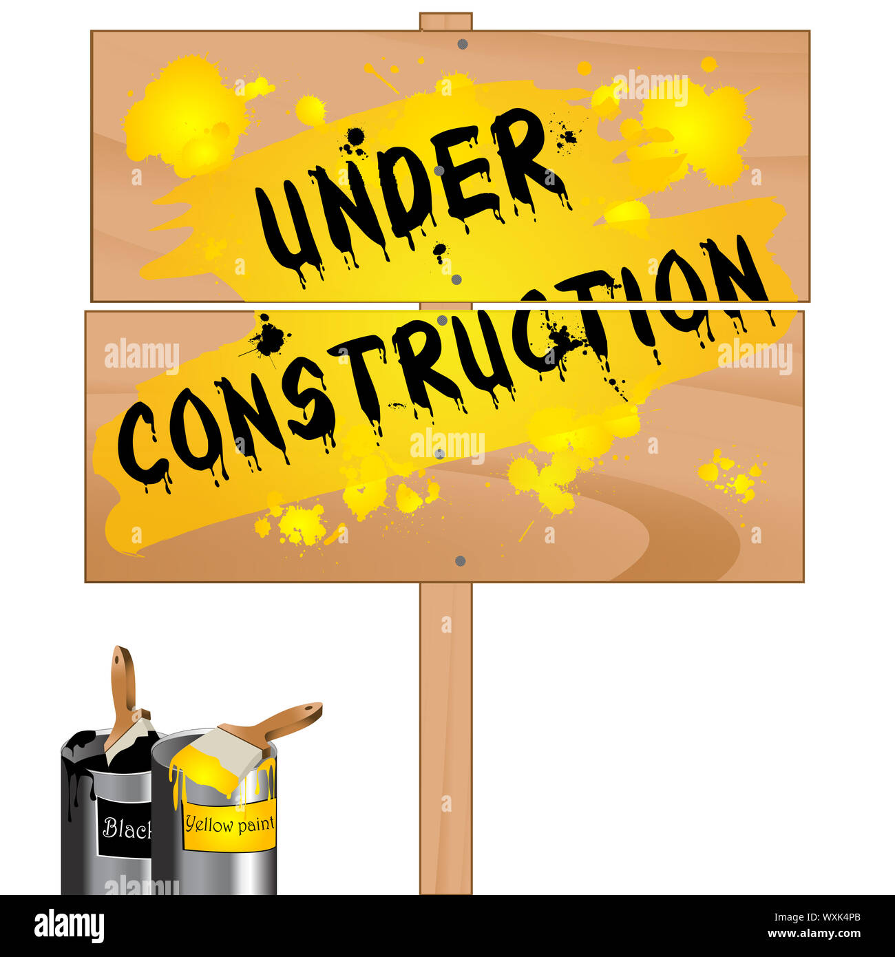 Under construction wood pannel sign Stock Photo - Alamy