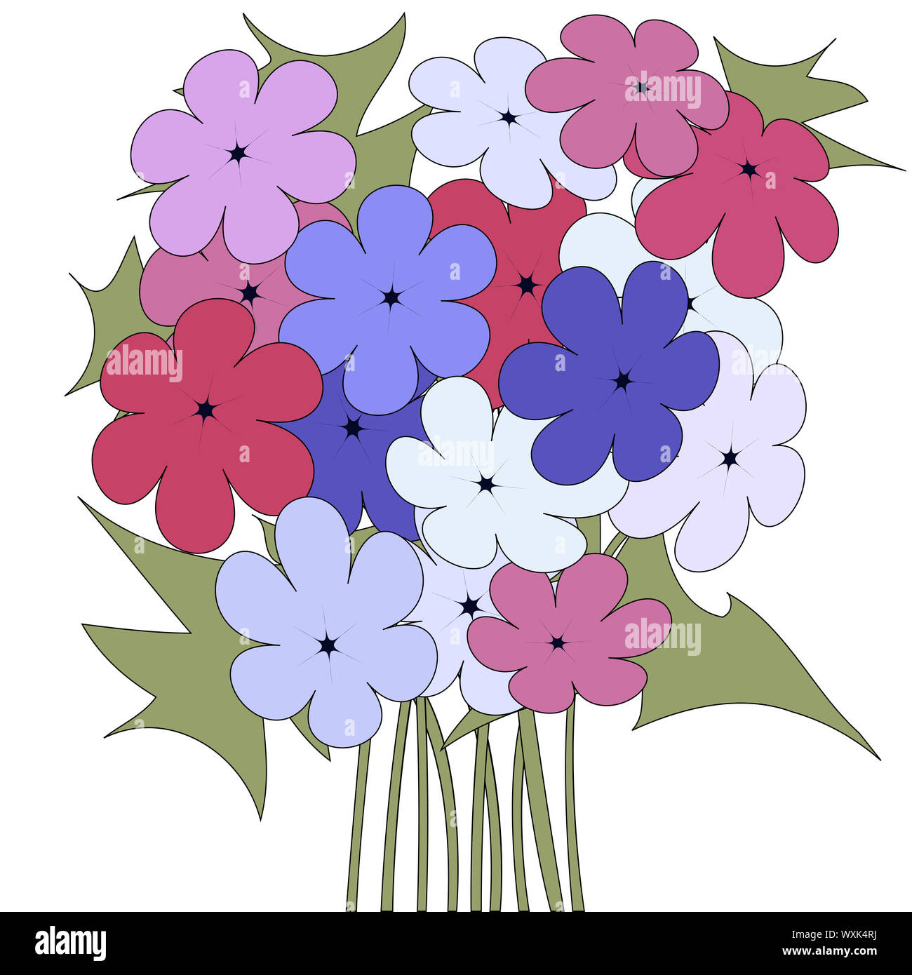 Many coloured Anemones, cartoon sketch Stock Photo - Alamy