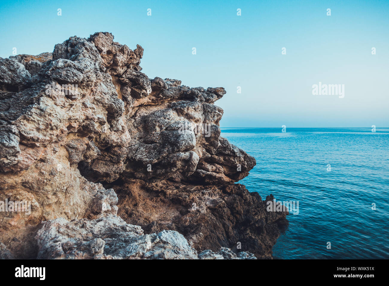 some cliffs in the afternoon at majorca Stock Photo - Alamy