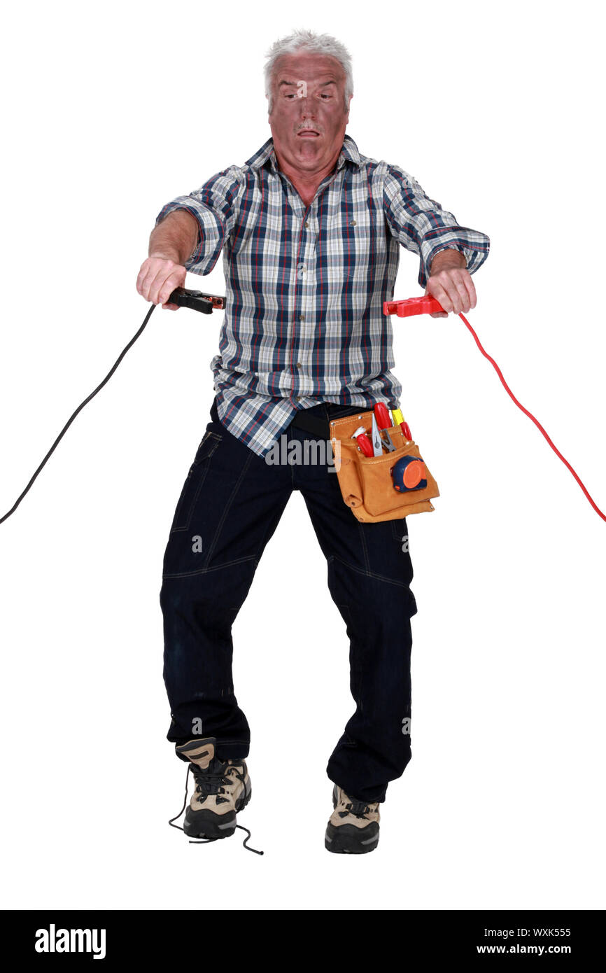 Men receiving power Stock Photo - Alamy