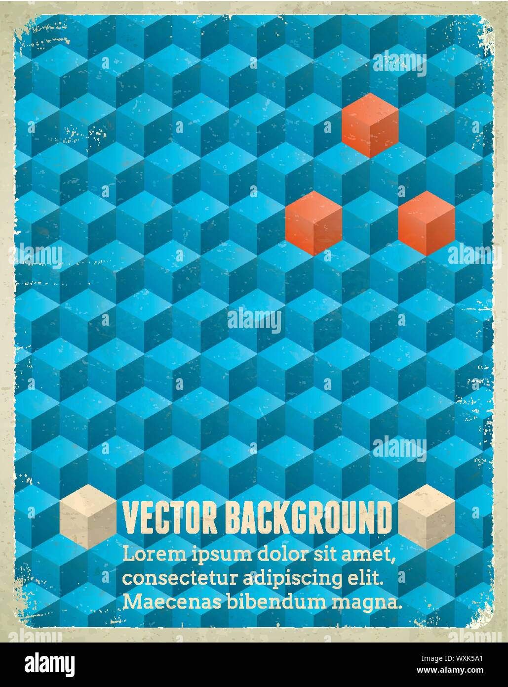 Aged poster with blue cubes Stock Vector Image & Art - Alamy