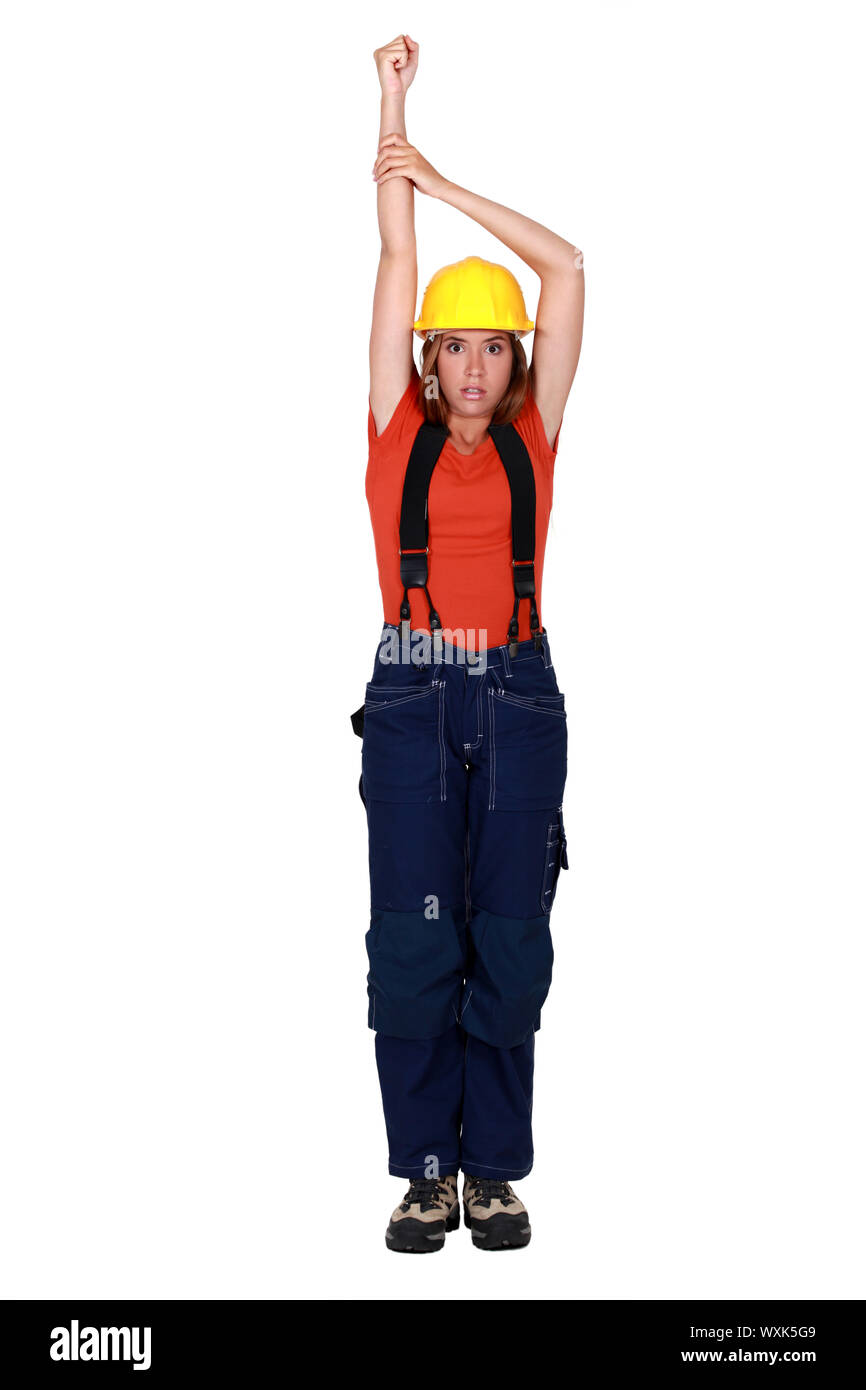 craftswoman hanging on something Stock Photo - Alamy