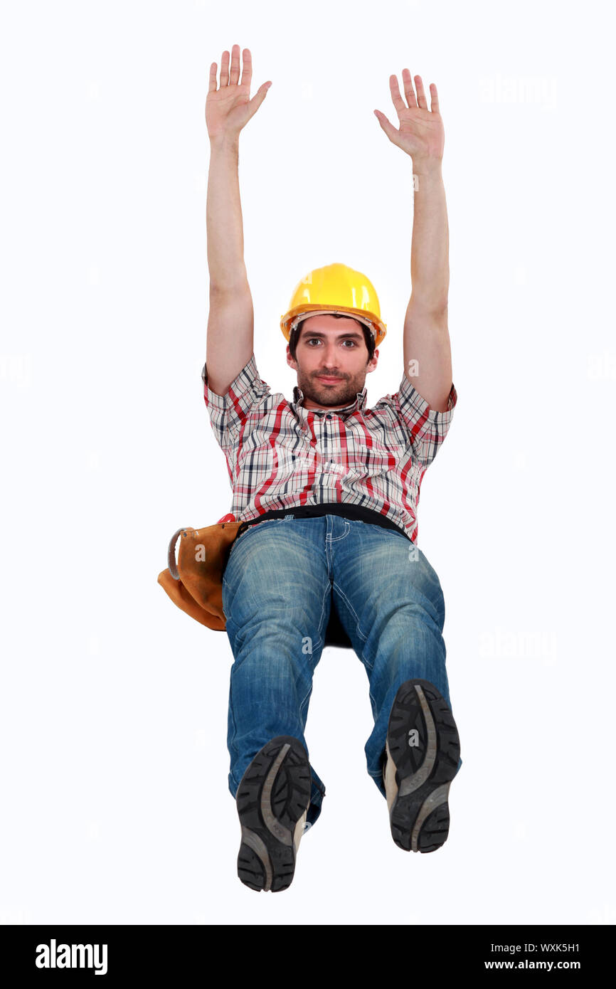 Construction worker on glass Stock Photo - Alamy