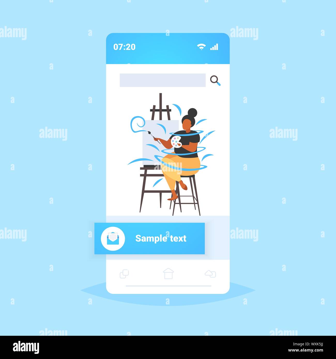 fat obese woman painter using paintbrush and palette overweight african ...