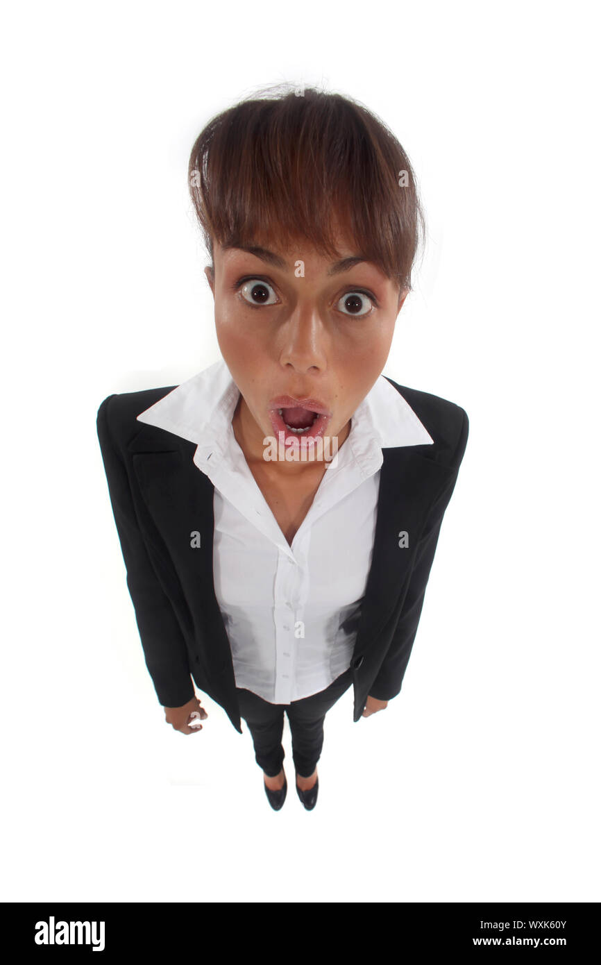 Woman shocked face portrait Cut Out Stock Images & Pictures - Alamy