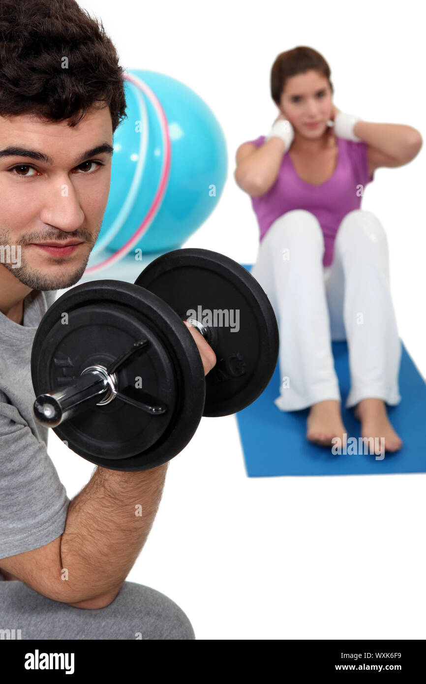 Couple working out Stock Photo - Alamy