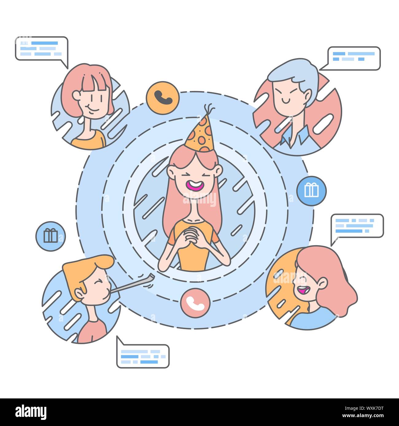 birthday greeting online communication illustration Stock Vector Image & Art - Alamy