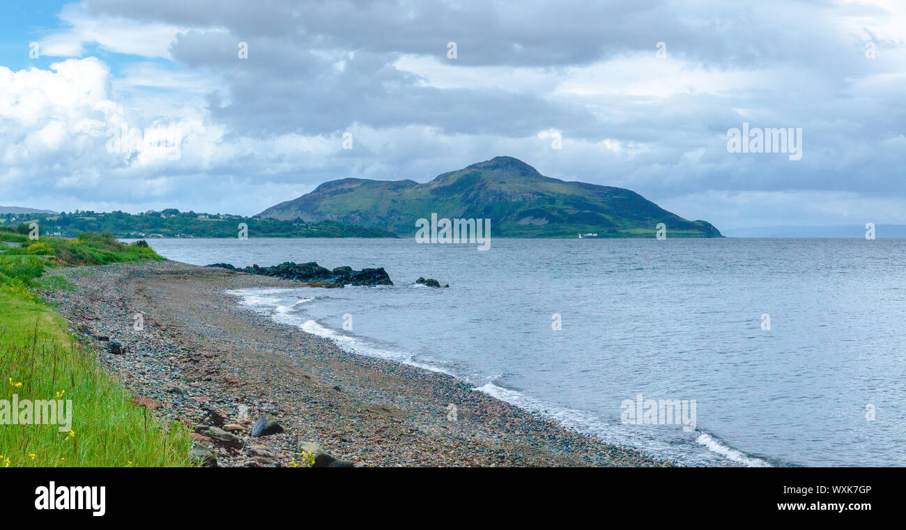 Coastal landscape along Arran Coastal Way, Isle of Arran, Scotland ...
