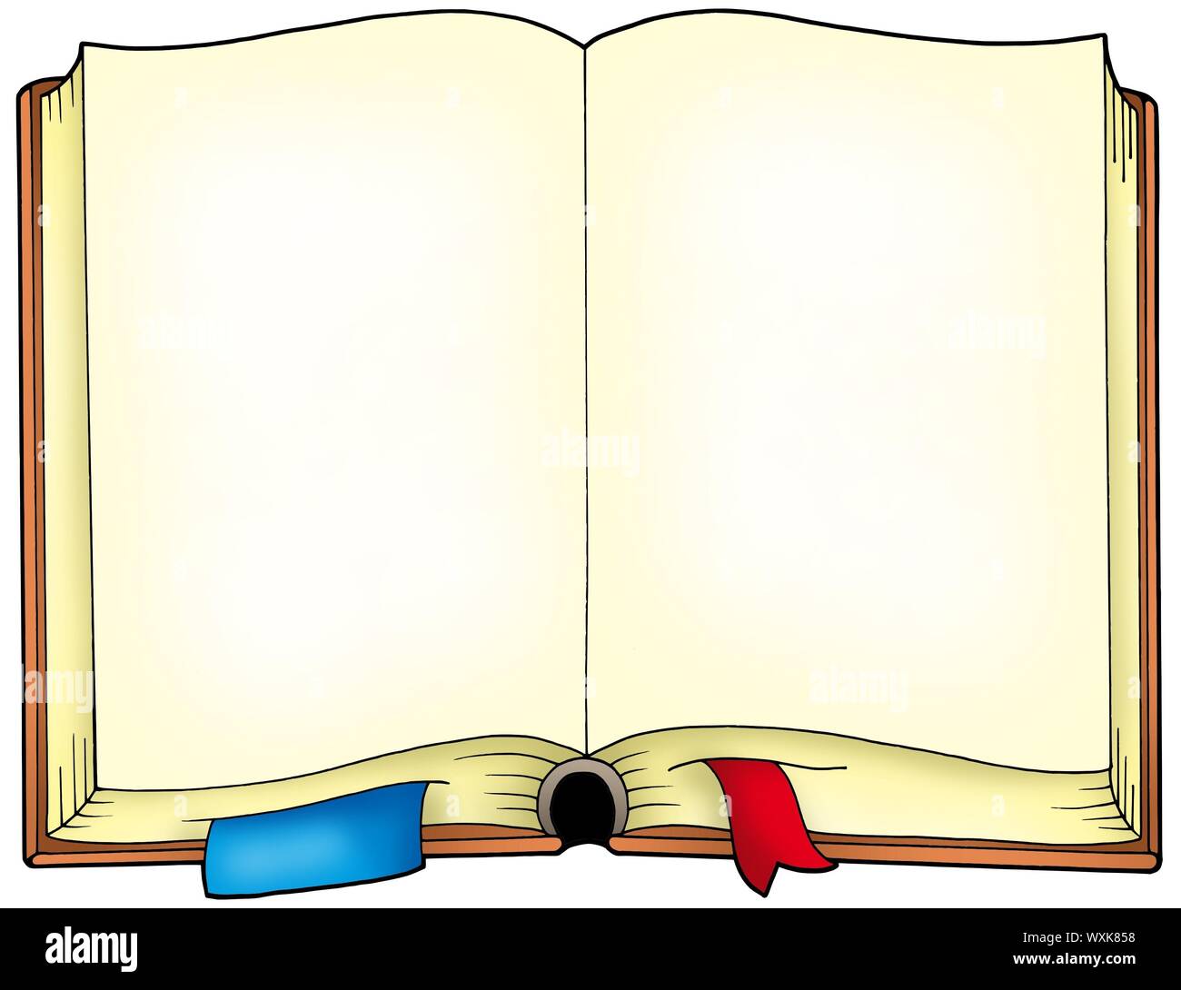 Old opened book - color illustration Stock Photo - Alamy