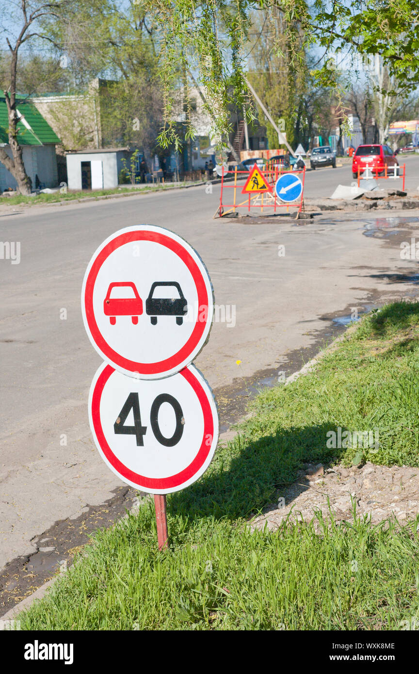 sign on road. focus on sign Stock Photo - Alamy