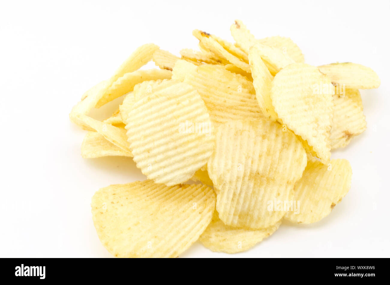 snack potato chips isolated on white background Stock Photo - Alamy