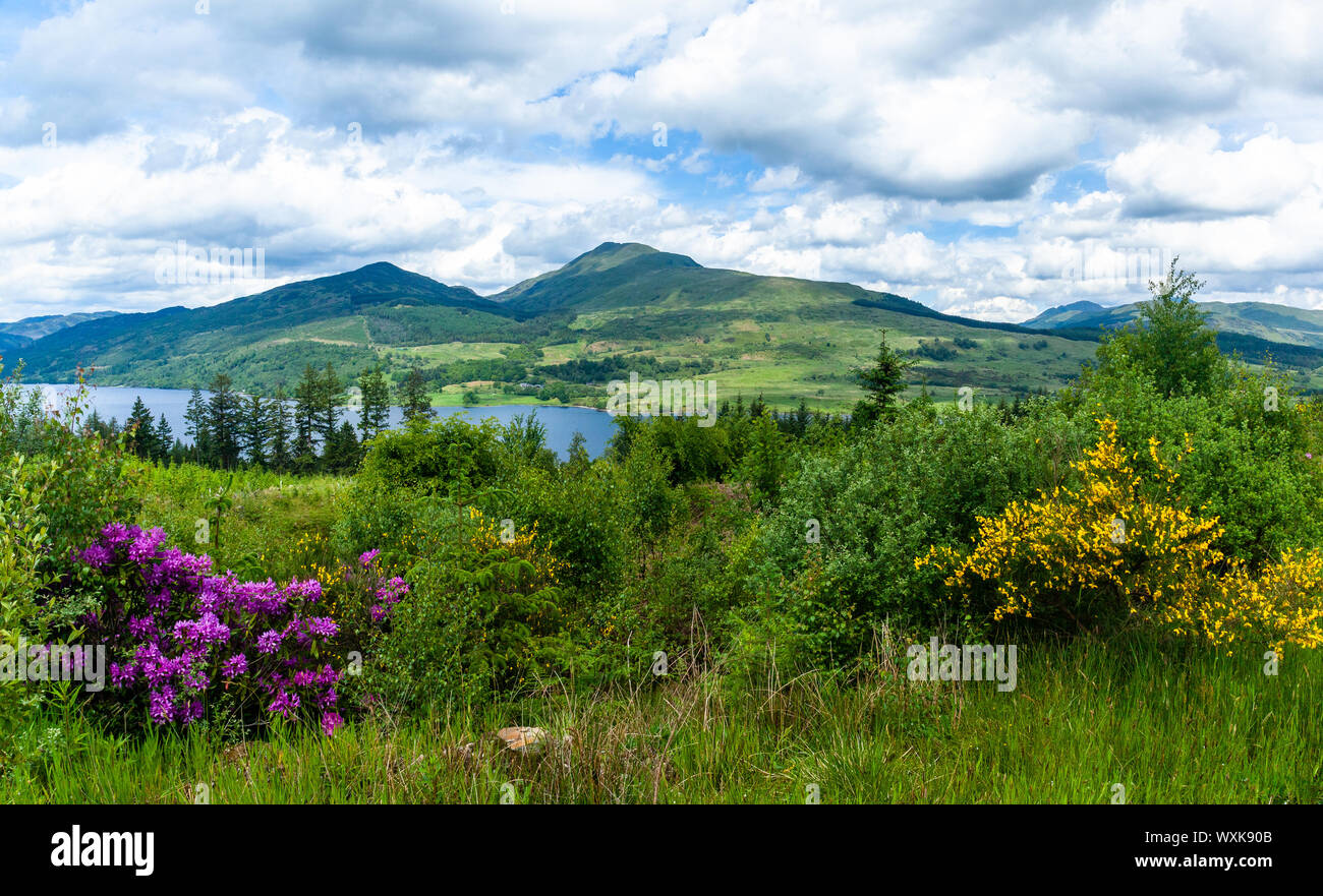 Lake and mountain landscape, Rob Roy Way, Scotland, United Kingdom ...
