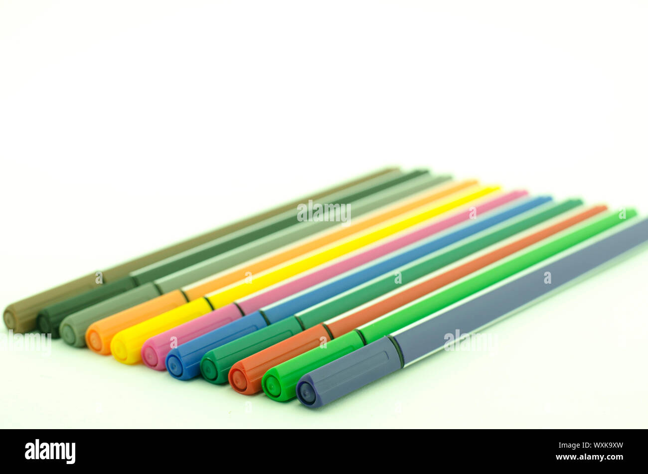 twelve colorful pen isolated on white background Stock Photo - Alamy