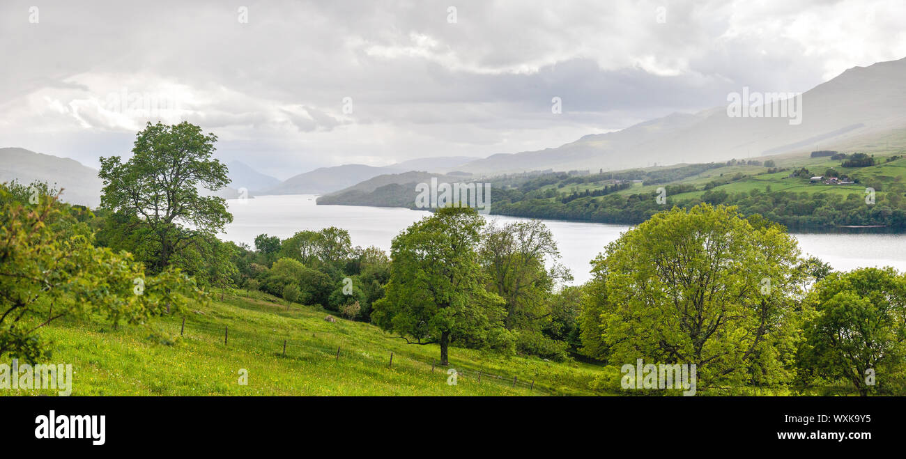 Lake and mountain landscape, Rob Roy Way, Scotland, United Kingdom ...