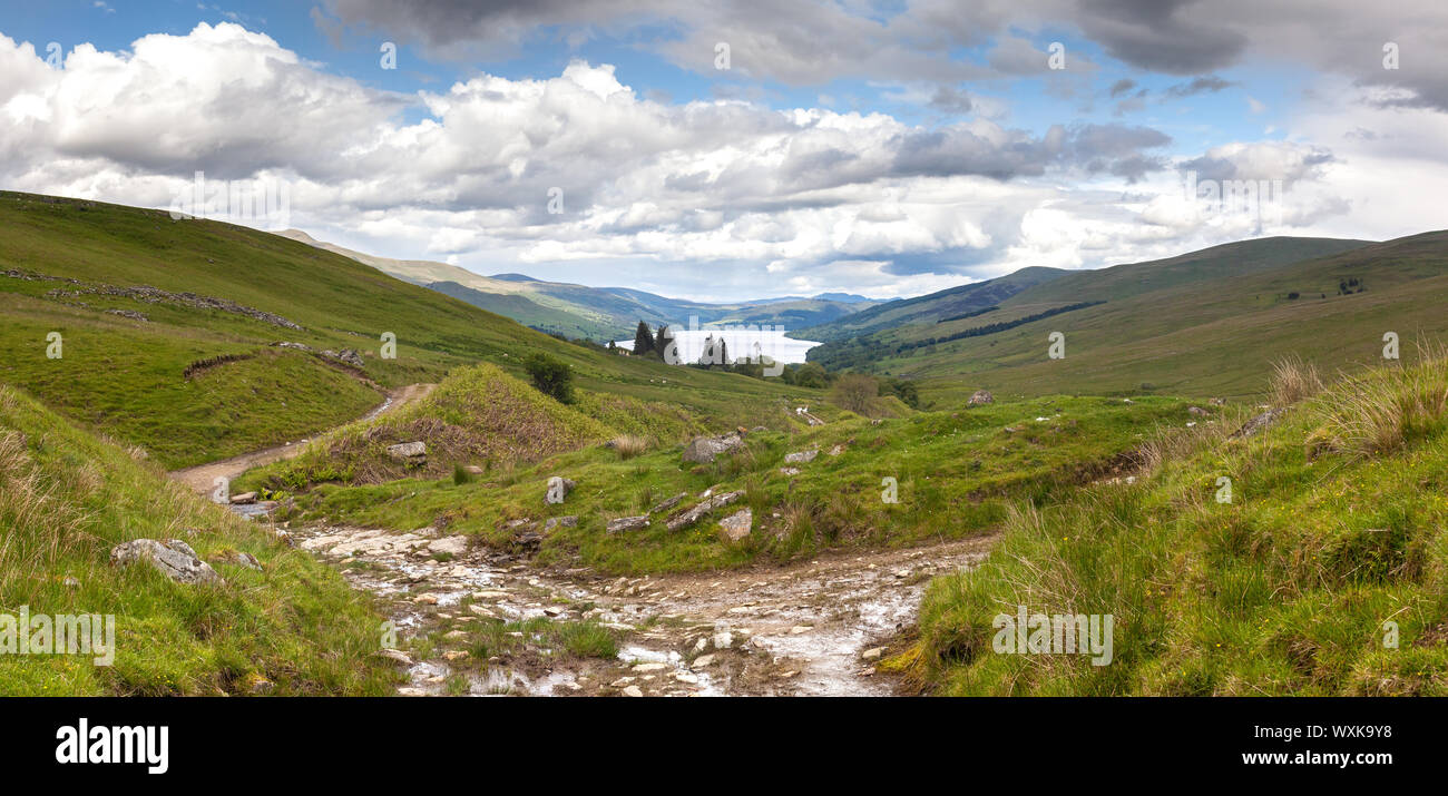 Lake and mountain landscape, Rob Roy Way, Scotland, United Kingdom ...