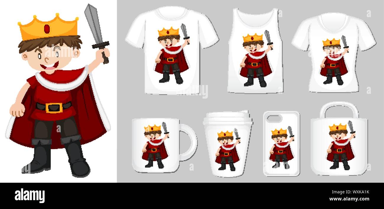 Graphic of king on different types of product template illustration ...