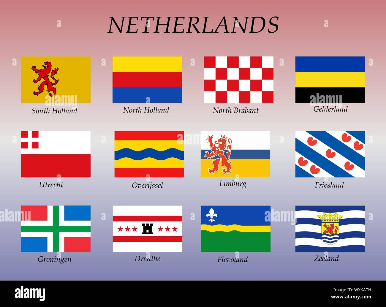 all flags of the Netherlands regions. vector illustrations Stock Vector ...