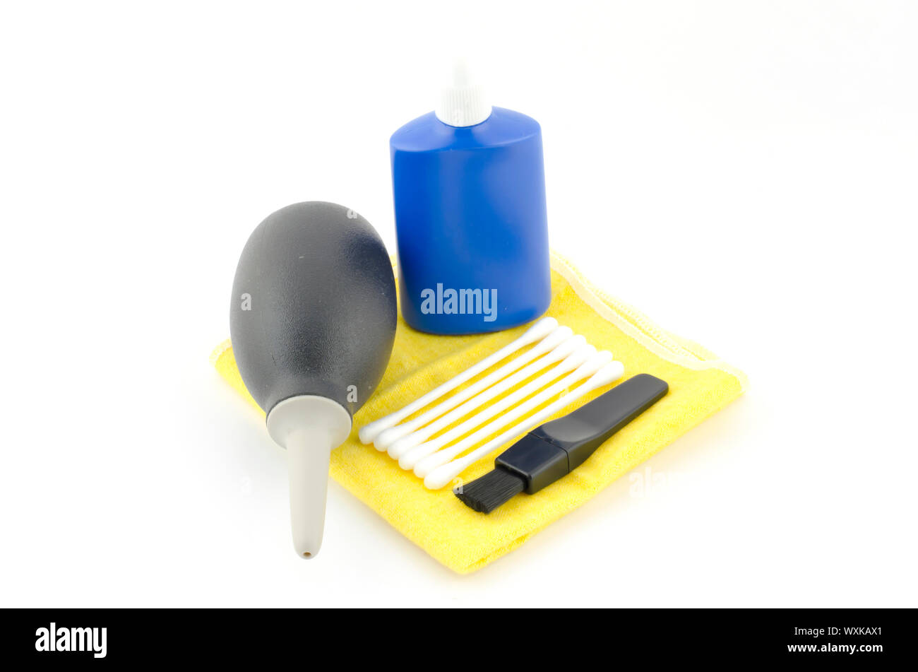 lens camera cleaning set isolated on white background Stock Photo - Alamy