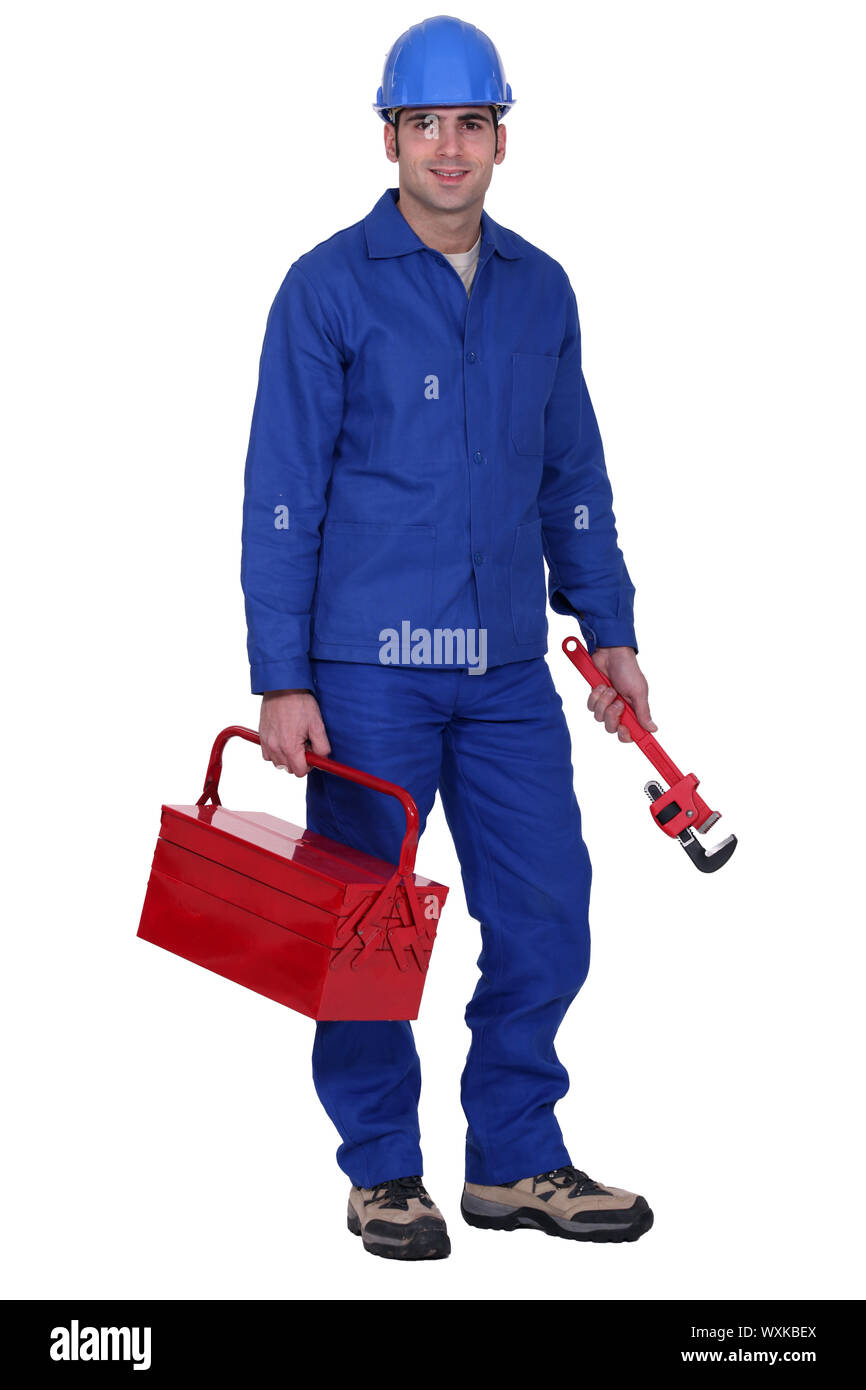 Man carrying tool box on hi-res stock photography and images - Alamy