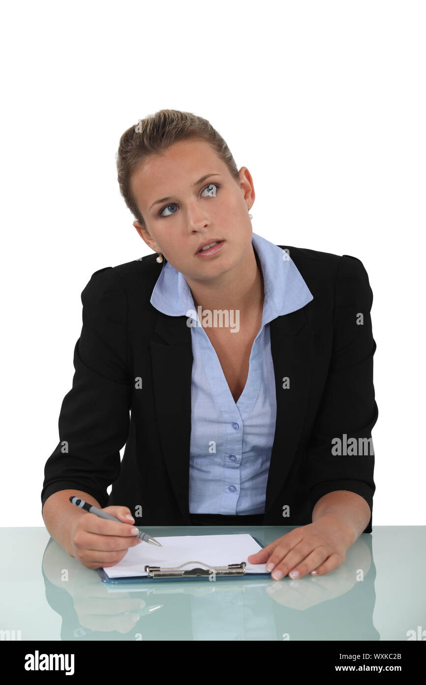 woman completing a form Stock Photo - Alamy