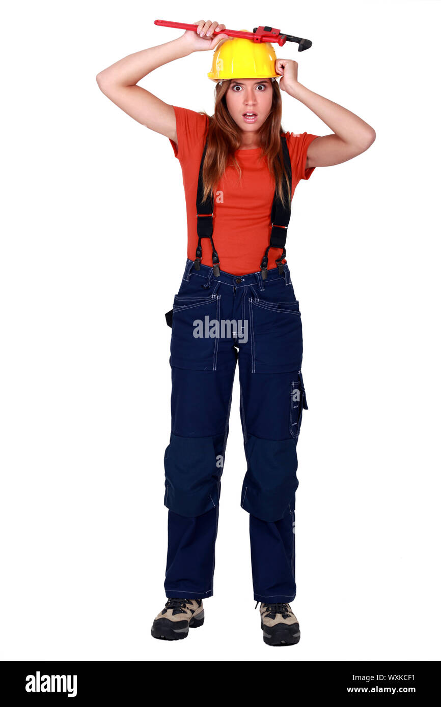Female plumber at work Stock Photo - Alamy