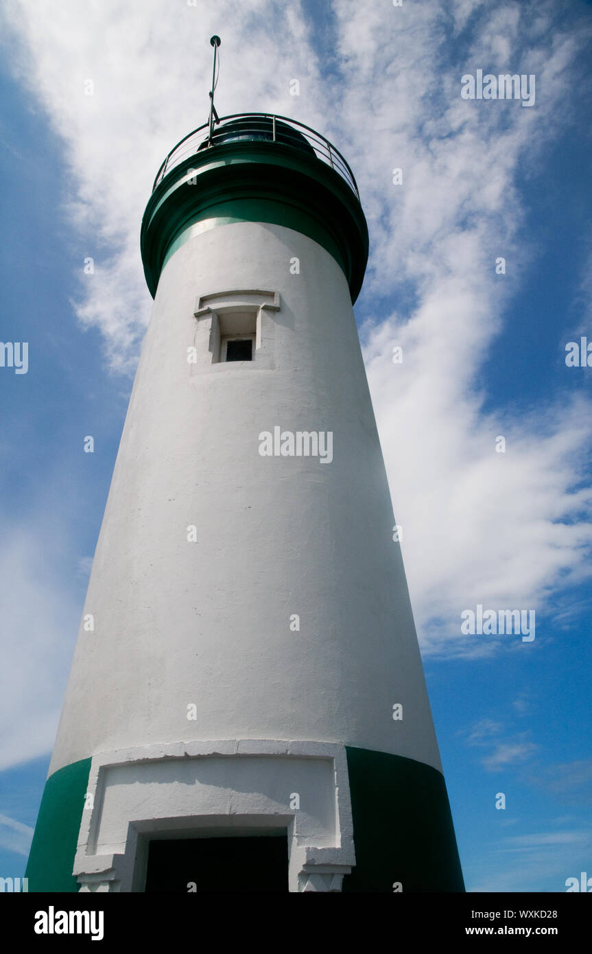 Classic French green and white lighthouse Stock Photo - Alamy
