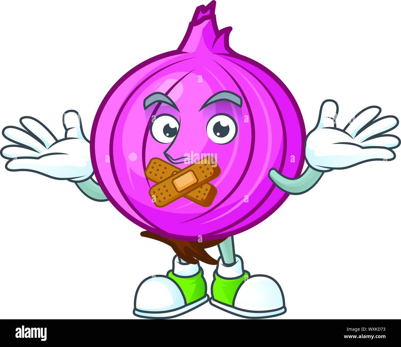 Silent raw red onion cartoon on white background Stock Vector Image ...