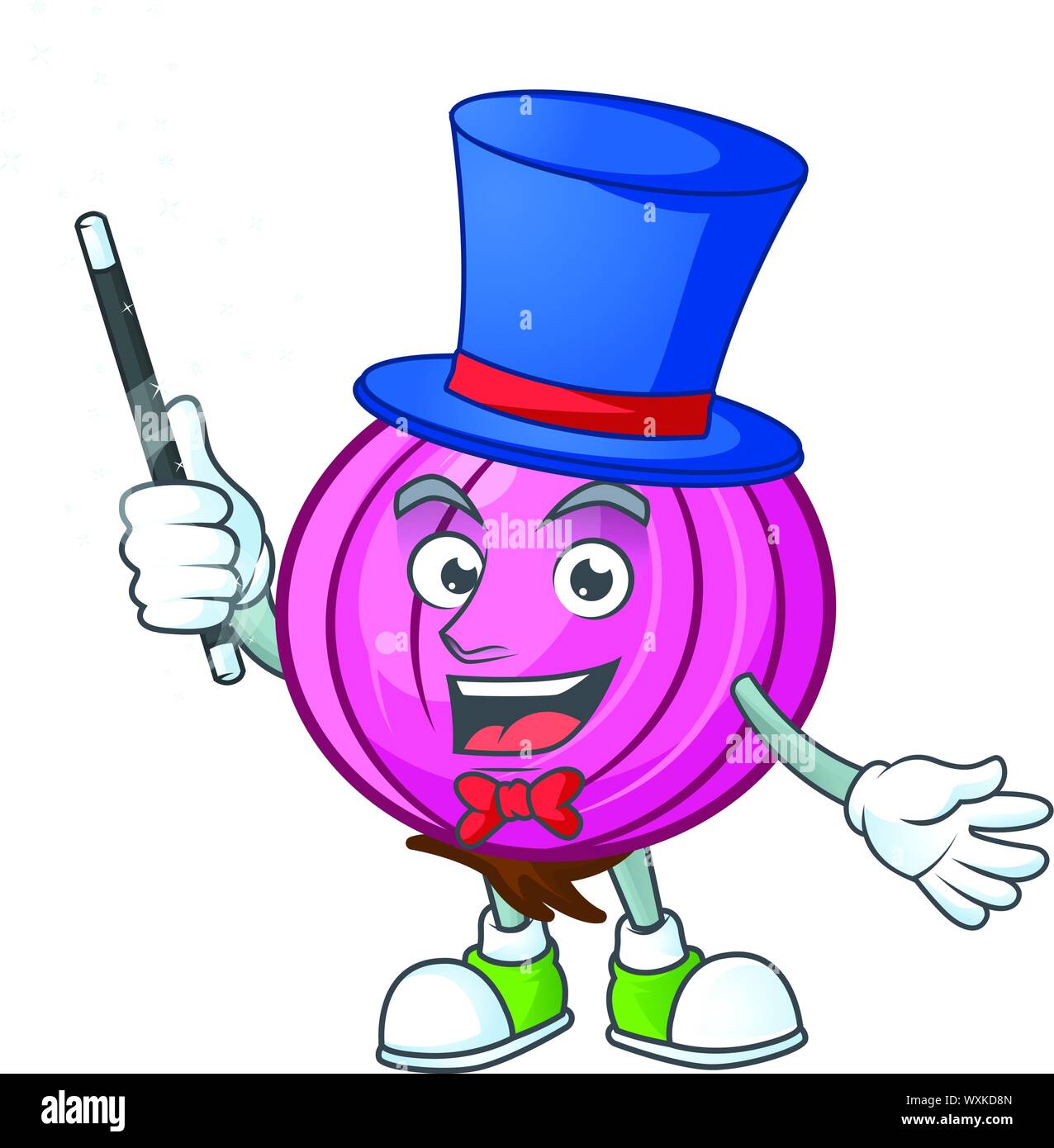 Magician raw red onion cartoon on white background Stock Vector Image ...