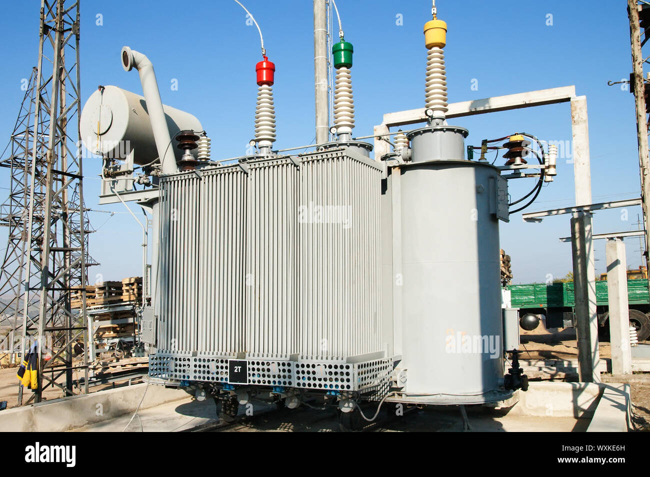 transformer on high power station. High voltage Stock Photo - Alamy