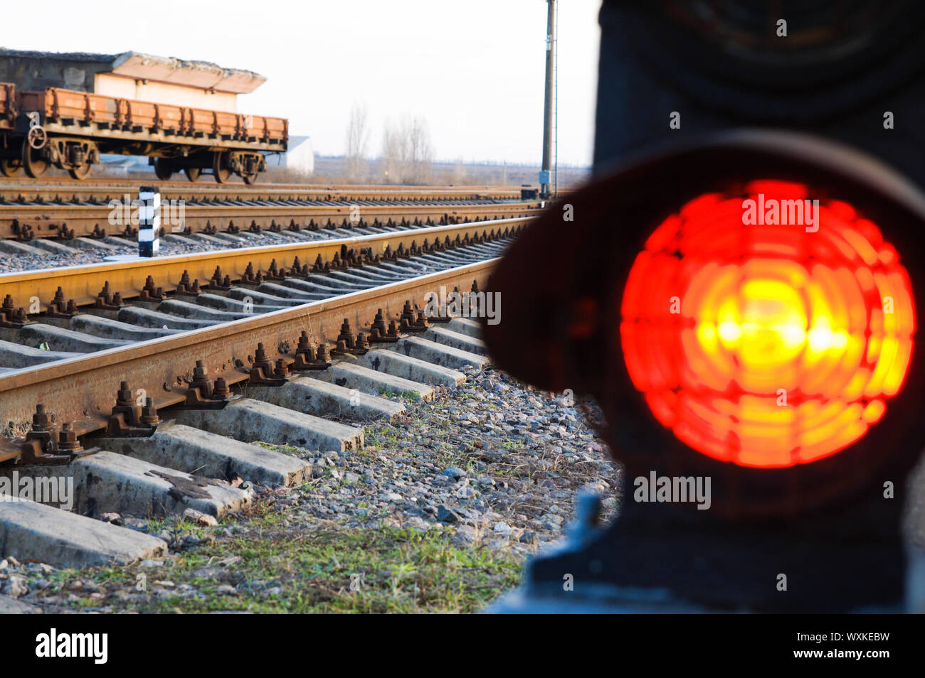 stop signal lamp on railway Stock Photo - Alamy