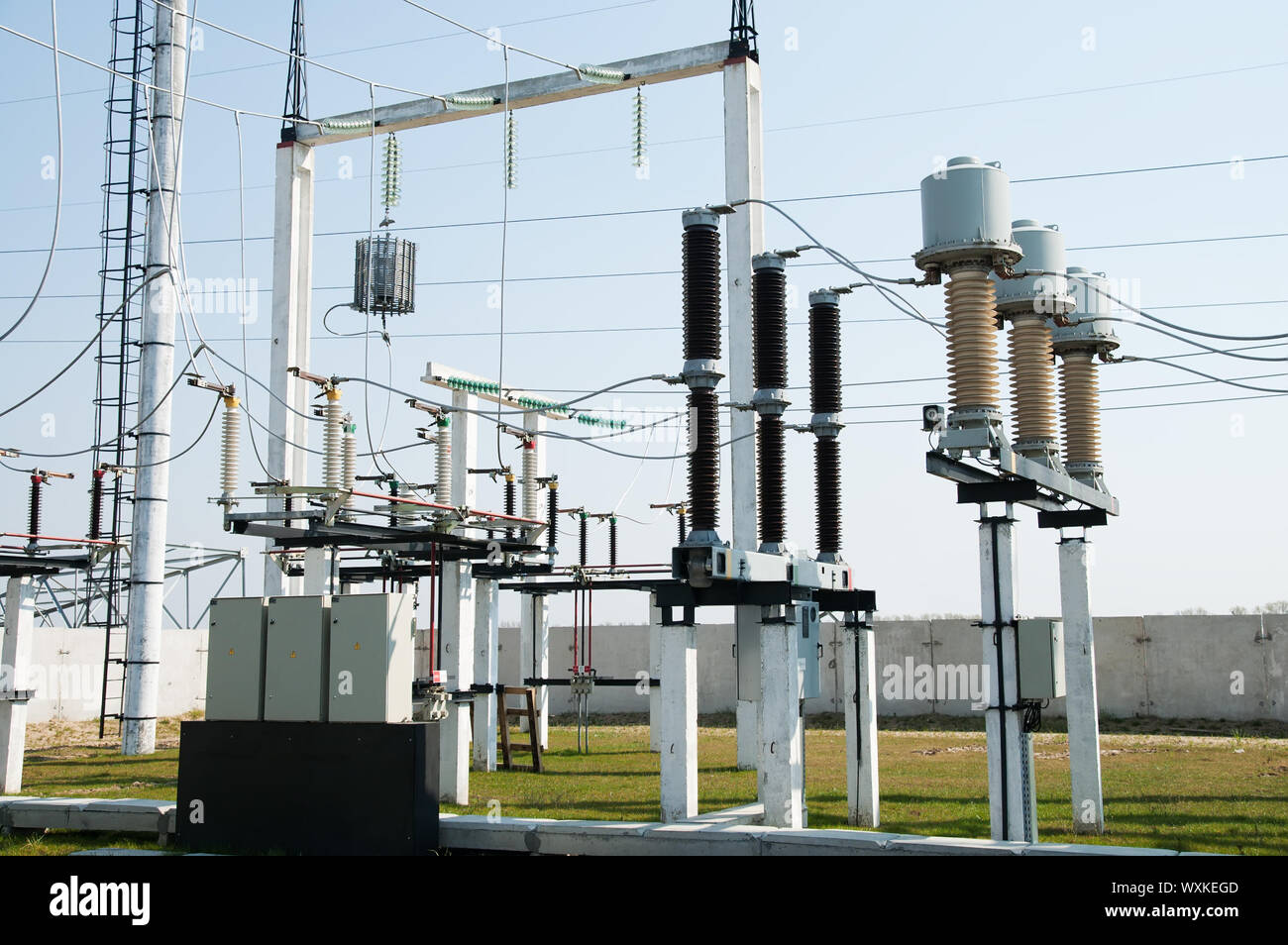 part of high-voltage substation with switches and disconnectors Stock ...