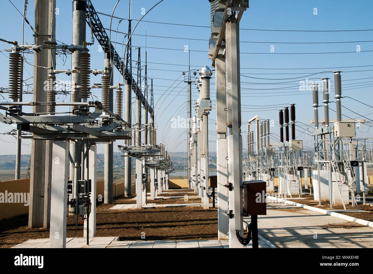 part of high-voltage substation with switches and disconnectors Stock ...