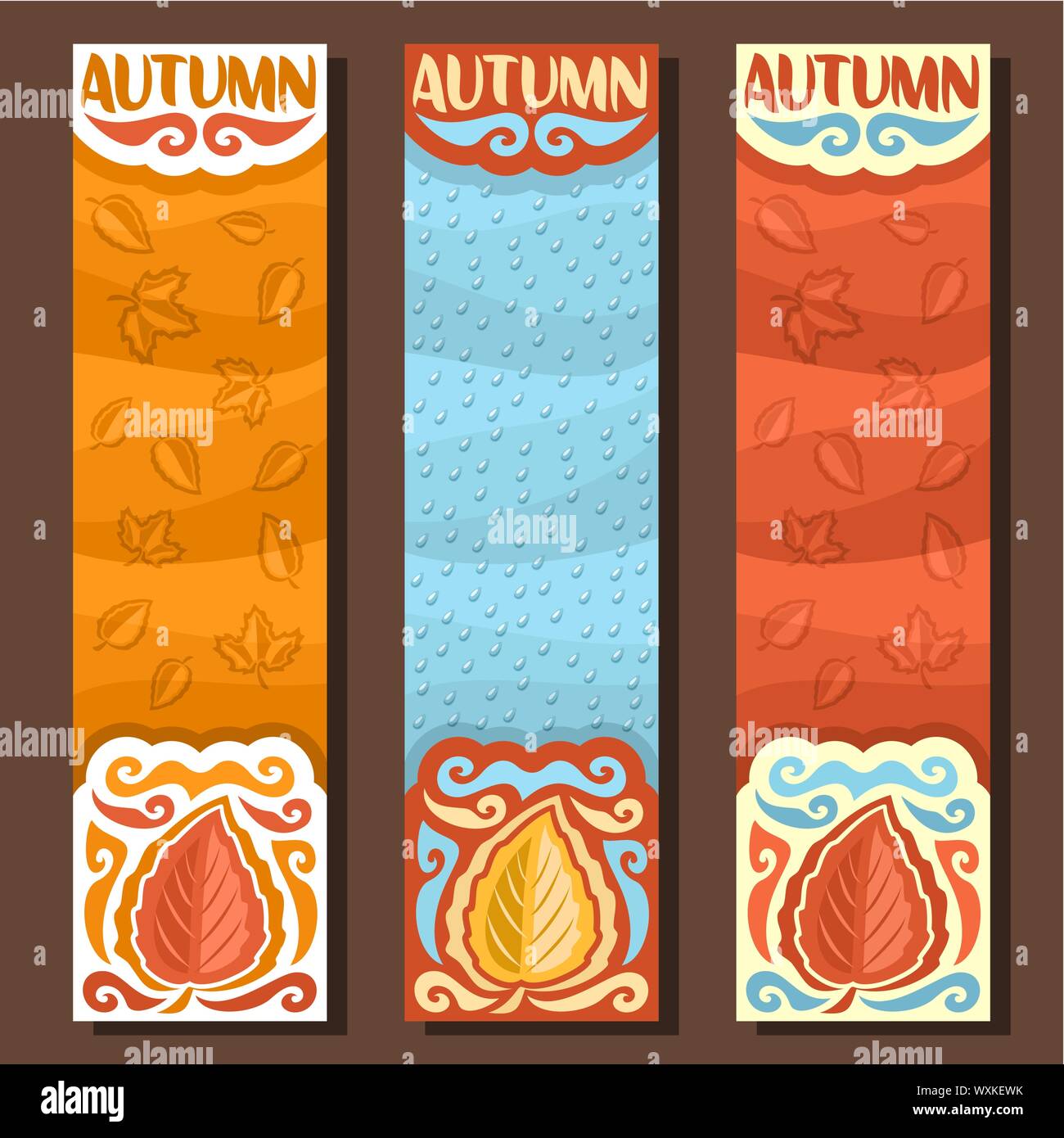 Vector set of vertical banners for Autumn season: 3 layouts with ...