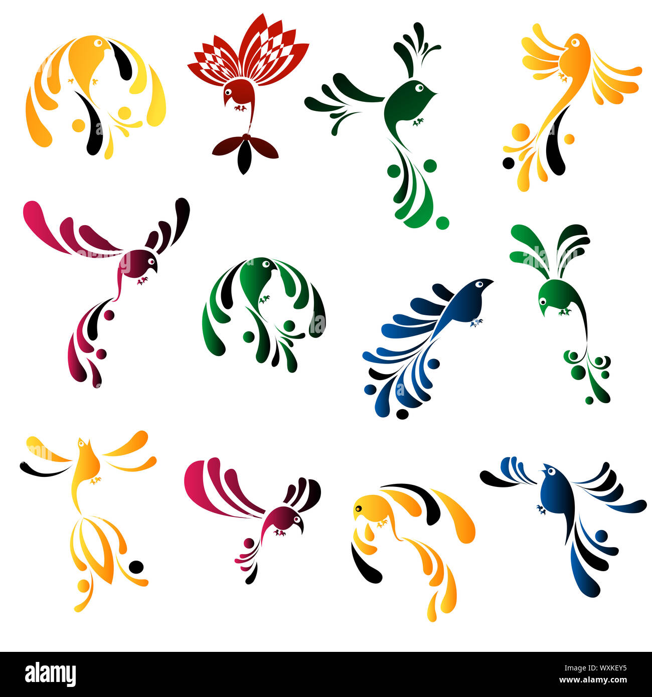 Stylized birds Cut Out Stock Images & Pictures - Alamy