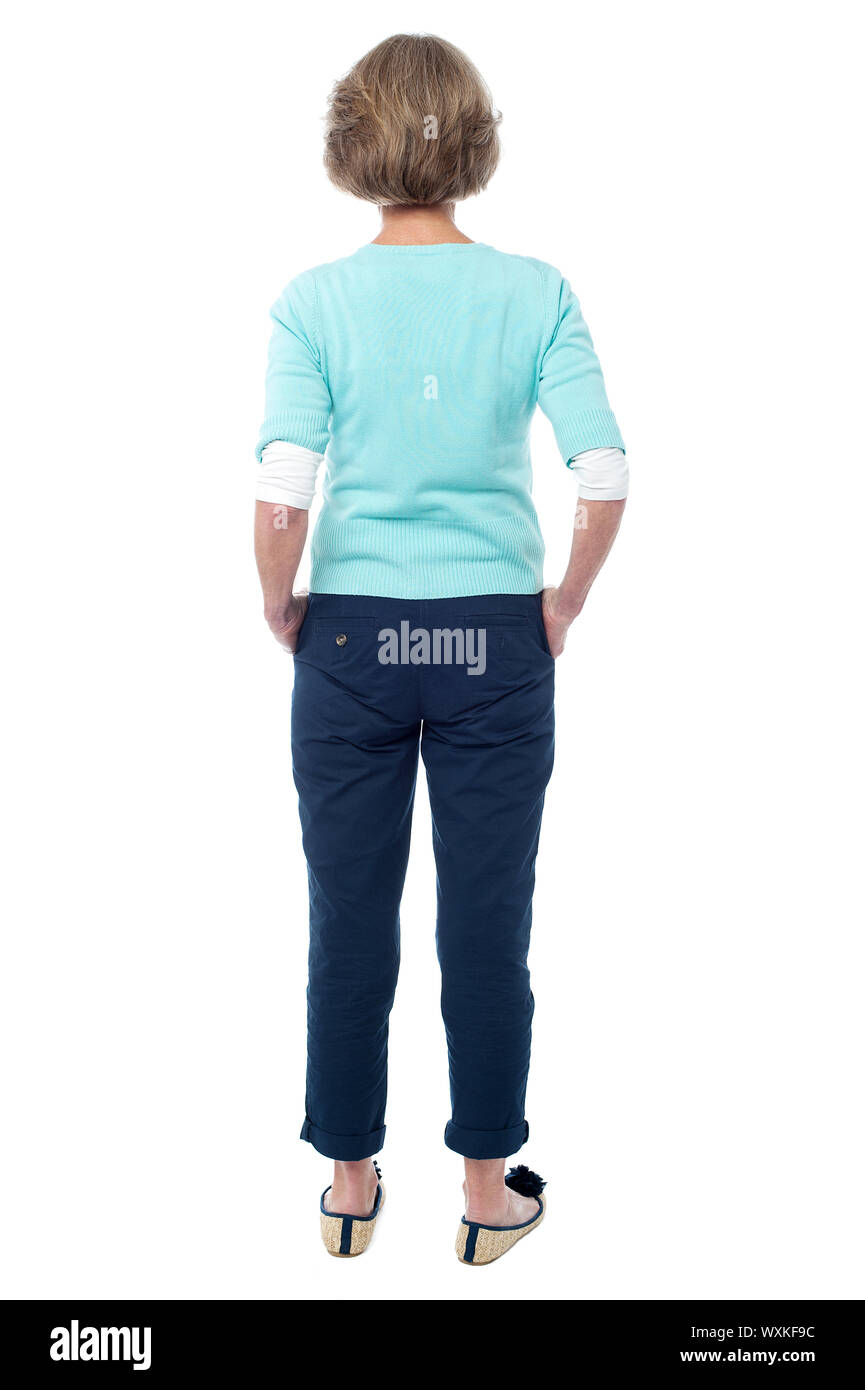 Rear view of a senior citizen in trendy wear Stock Photo - Alamy