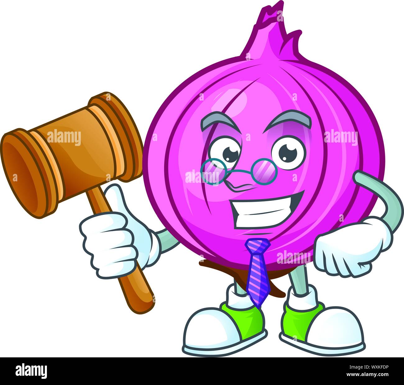 Judge raw red onion cartoon on white background Stock Vector Image ...
