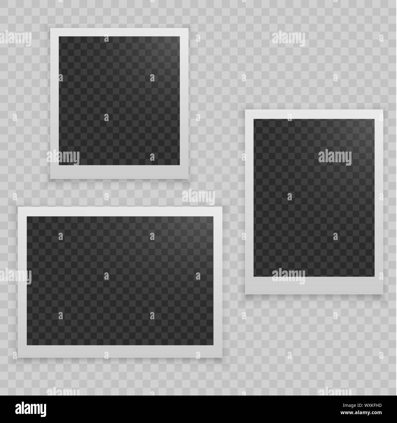 set of Realistic vector photo frame. Template photo design. Vector ...