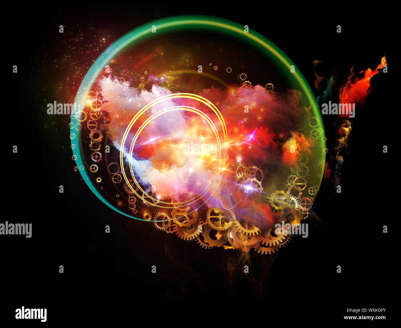 Backdrop design of decorative shapes and fractal elements to provide ...