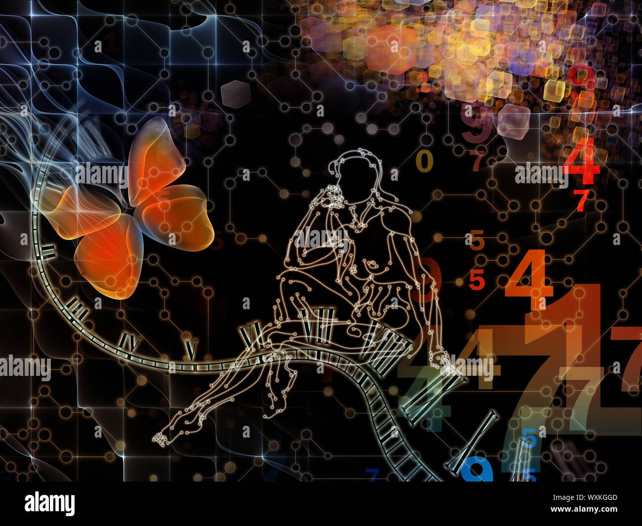 Design composed of human feature lines and symbolic elements as a ...