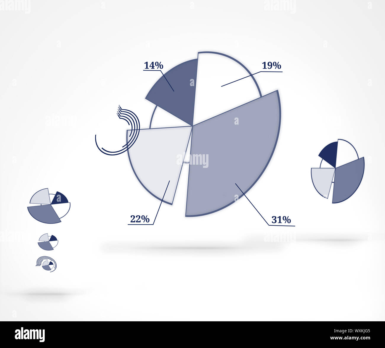 Blue graphic pie chart against a white background Stock Photo - Alamy