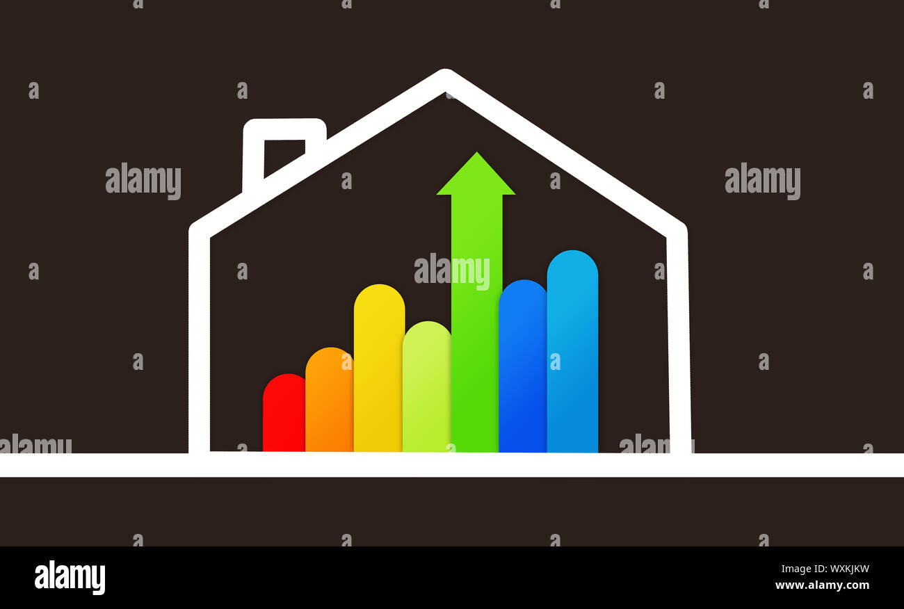 Energy efficient house graphic against a black background Stock Photo ...