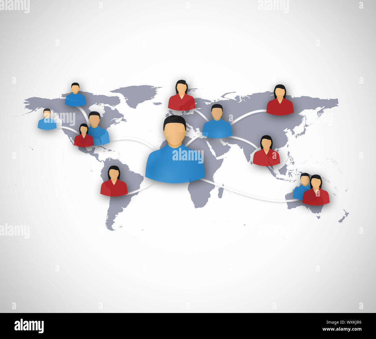 View of communication network between people from various continents ...