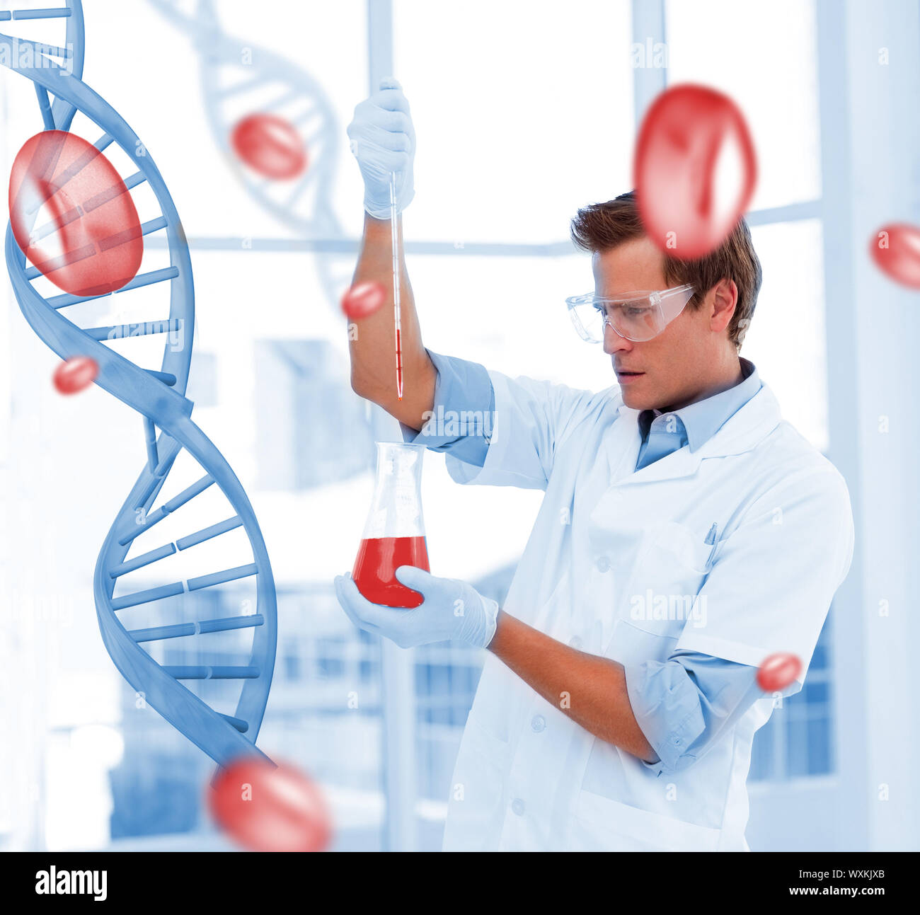 Scientist experimenting chemicals in science hi-res stock photography ...